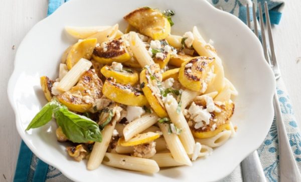 Penne with Squash, Feta and Basil - Edible Nashville