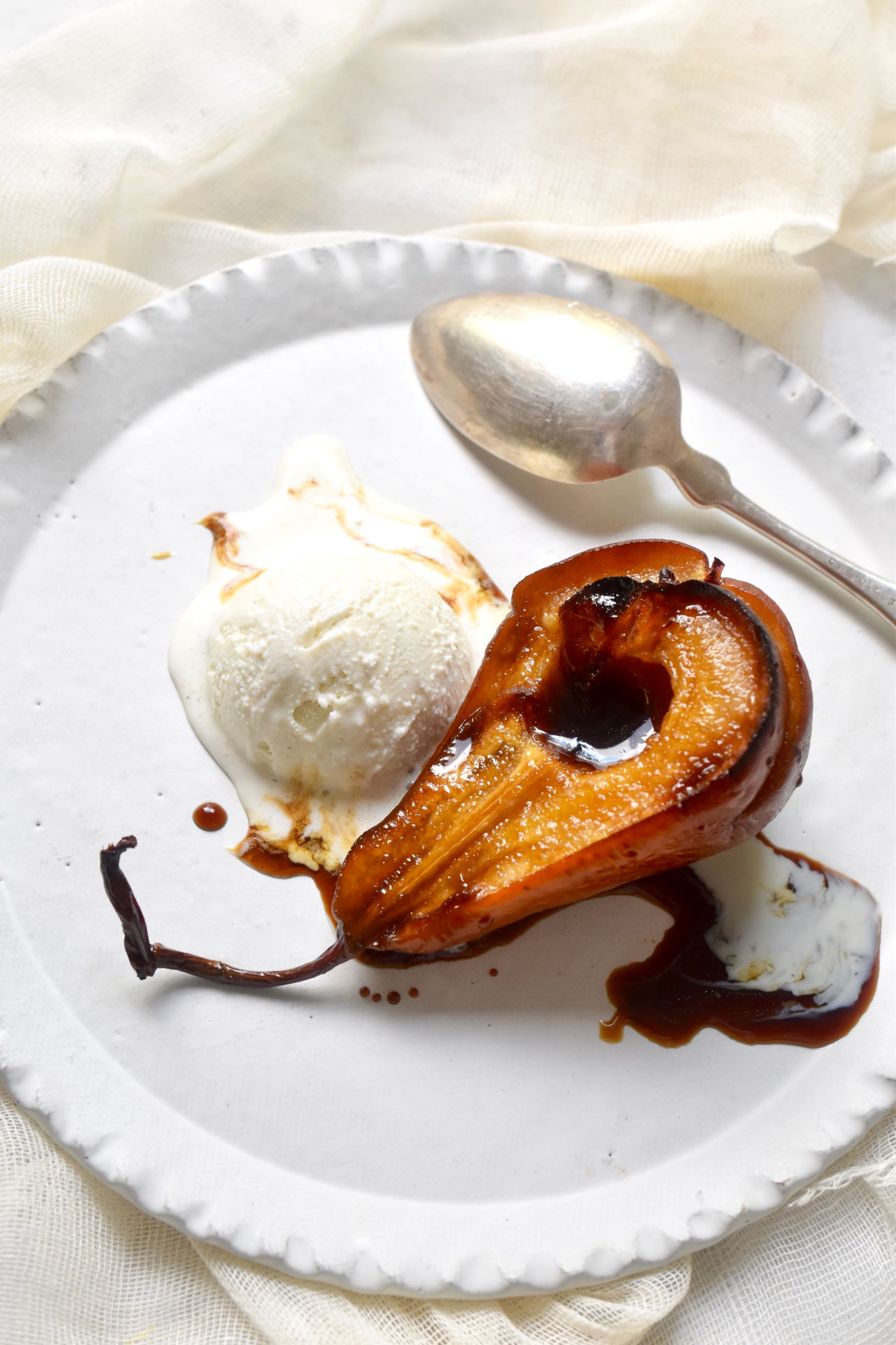 Honey Balsamic Roasted Pears with Buttermilk Ice Cream - Edible Nashville