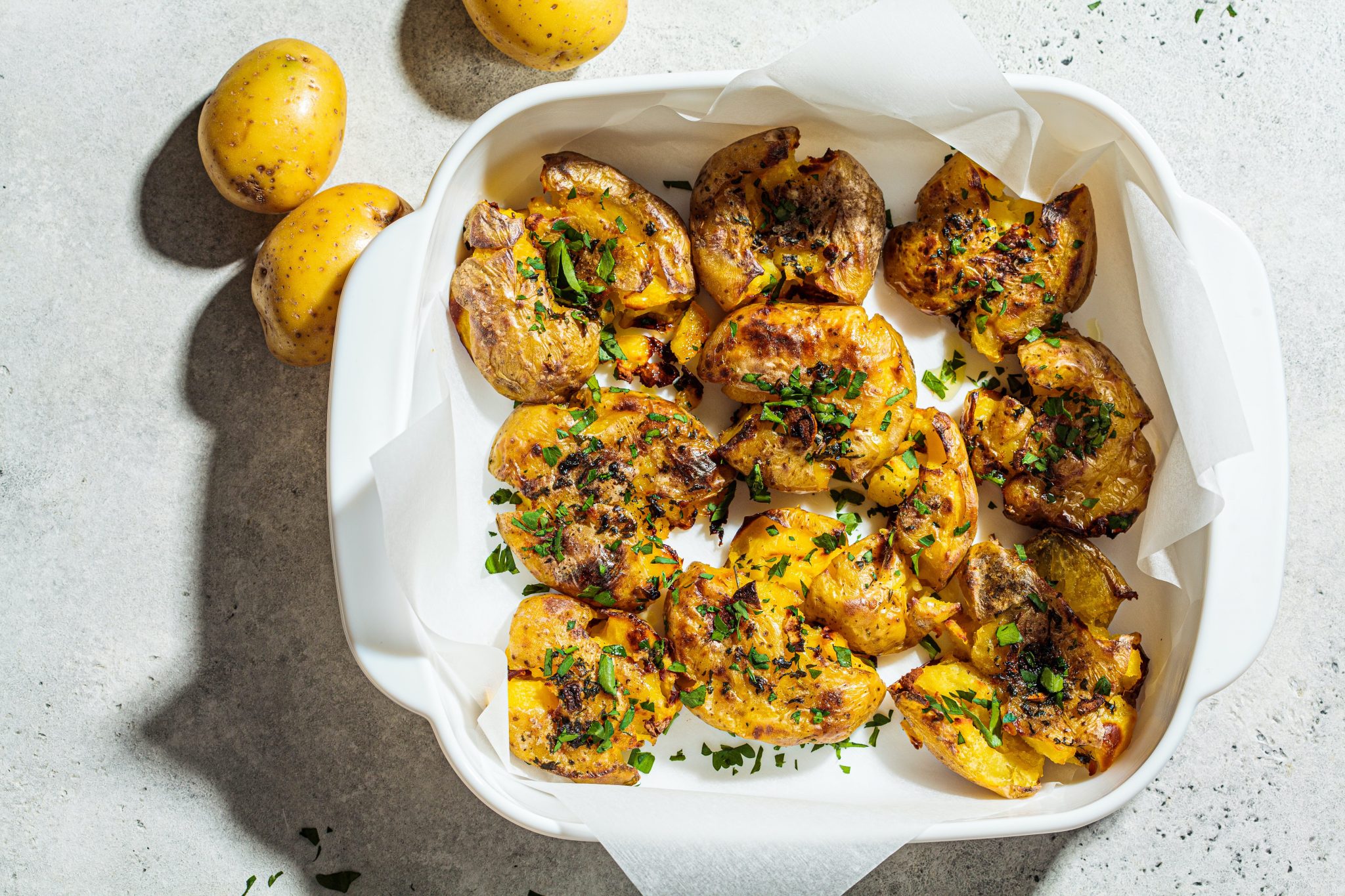 Bacon Fat Crispy Smashed Potatoes - Edible Nashville