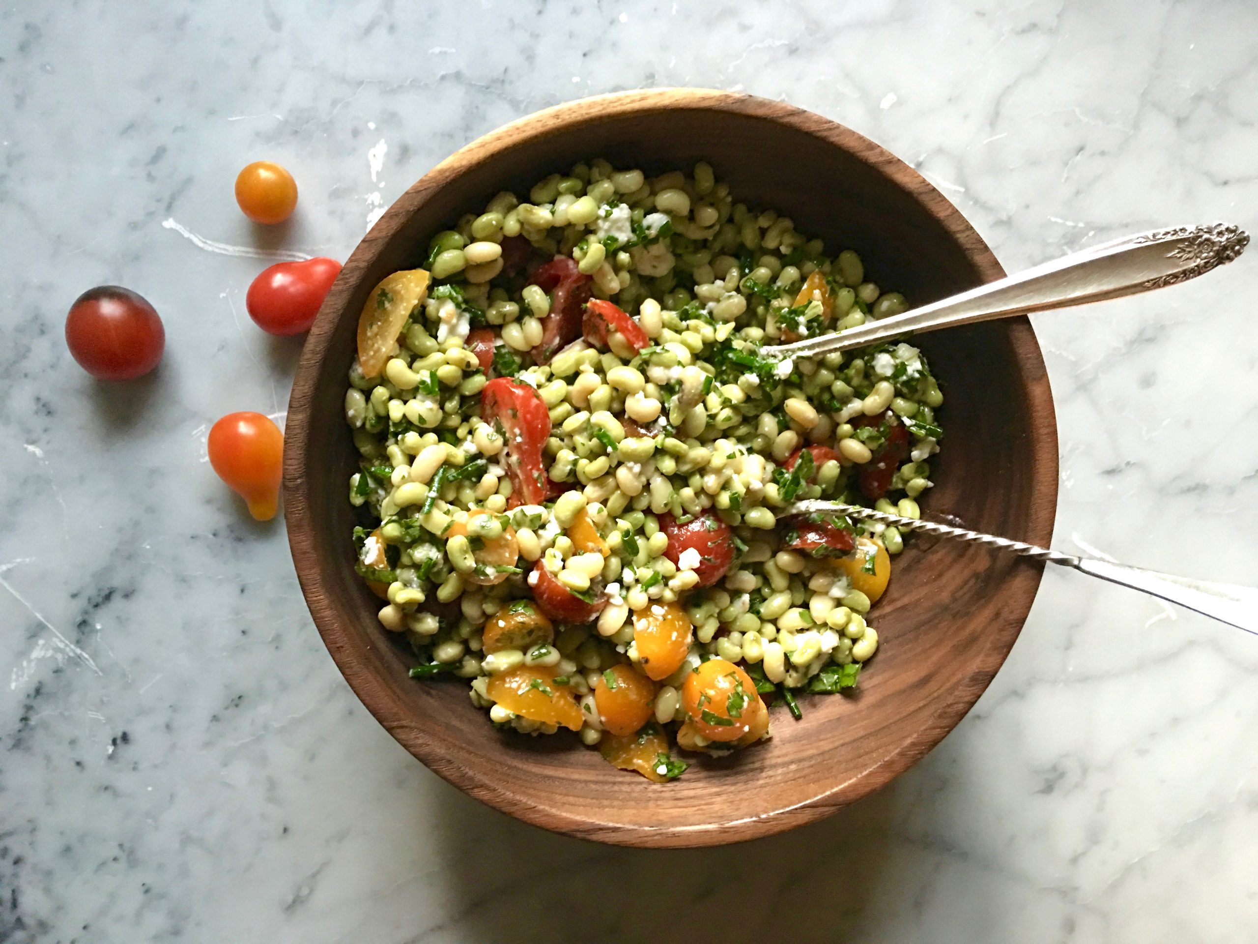 Lady Peas with Feta and Tomatoes - Edible Nashville