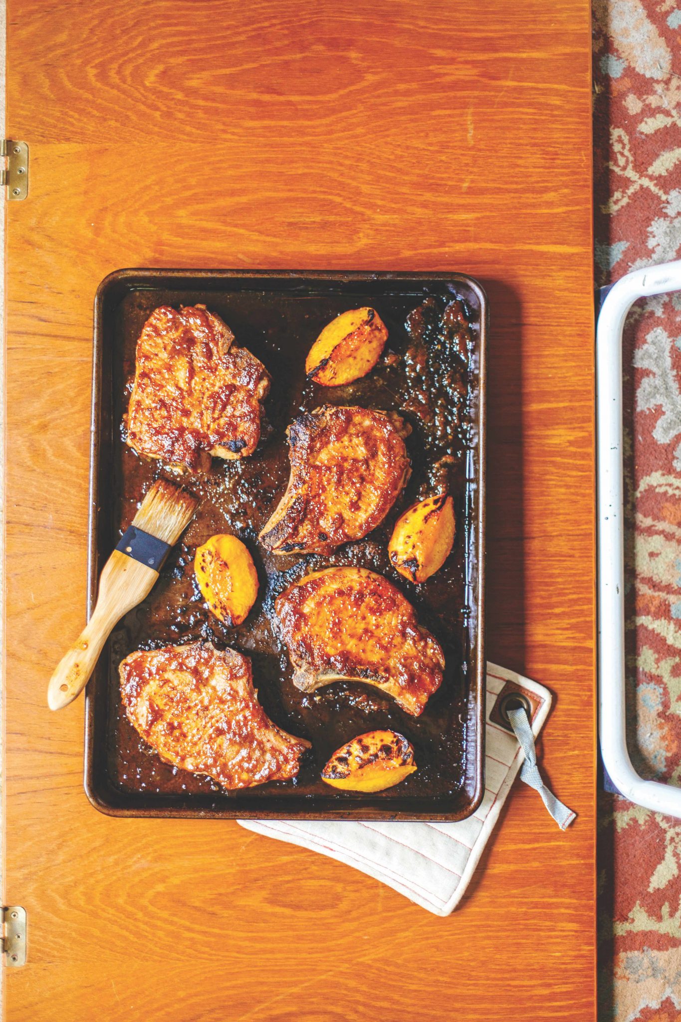 The Studio Mama's Sticky Peach–Glazed Pork Chops - Edible Nashville